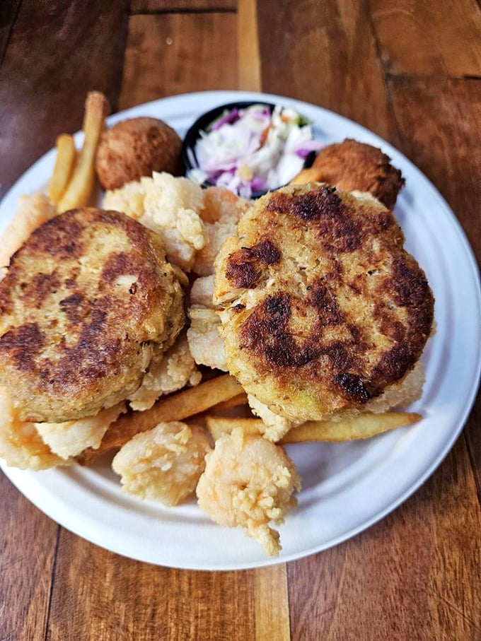 Crab cakes that actually taste like crab—a revolutionary concept that Bowens Island has perfected over decades.