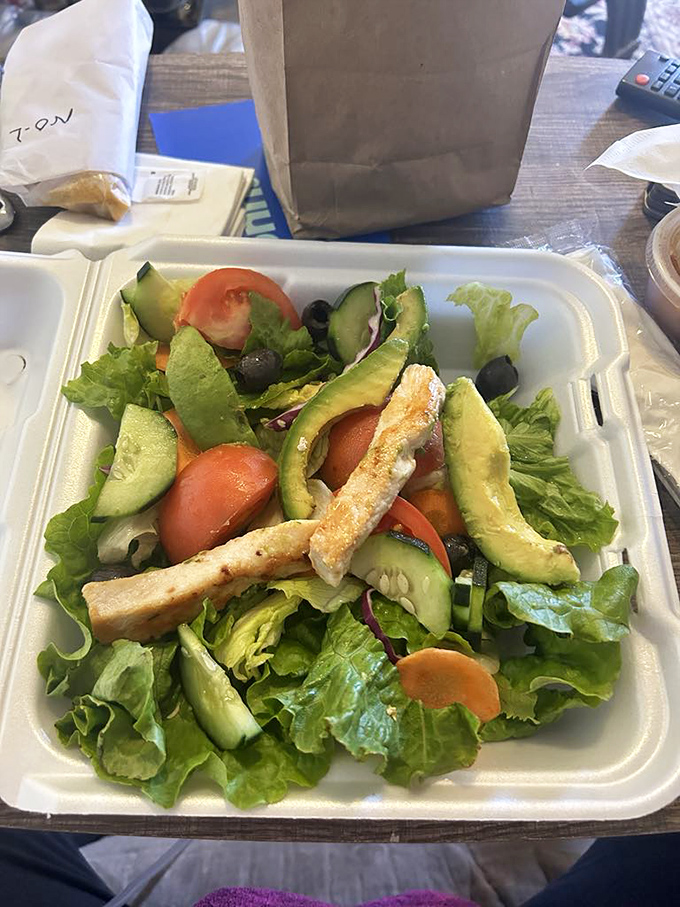 The token salad – because sometimes you need something green that isn't chile to convince yourself you're making "balanced choices."
