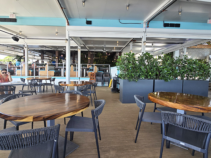 The outdoor seating area provides a rare opportunity to enjoy your pancakes with a side of vitamin D and Florida sunshine.