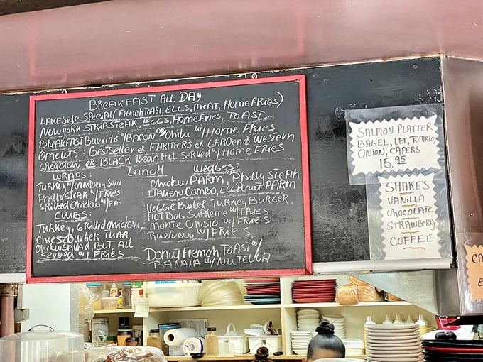 The chalkboard of dreams where daily specials are born and breakfast is proudly served ALL DAY. Hallelujah!