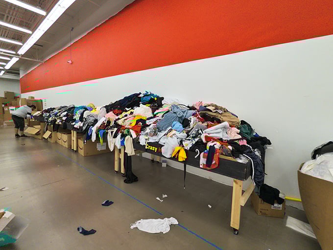 Mountains of clothing where fashion meets function, and both meet ridiculous savings. That sweater has your name on it!