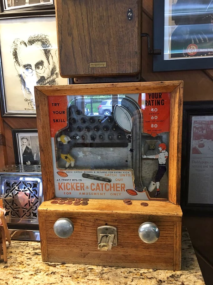 These walls tell stories that Yelp reviews never could. Every frame and tchotchke is a chapter in Daddypops' ongoing community novel.