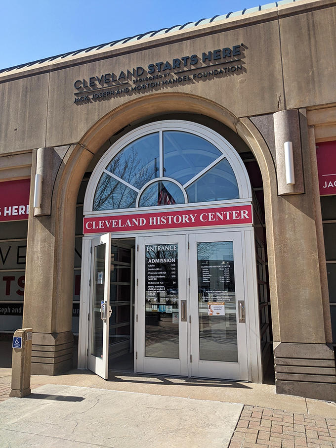 "Cleveland Starts Here" indeed—the History Center's welcoming entrance promises a journey through time that begins with a single step.