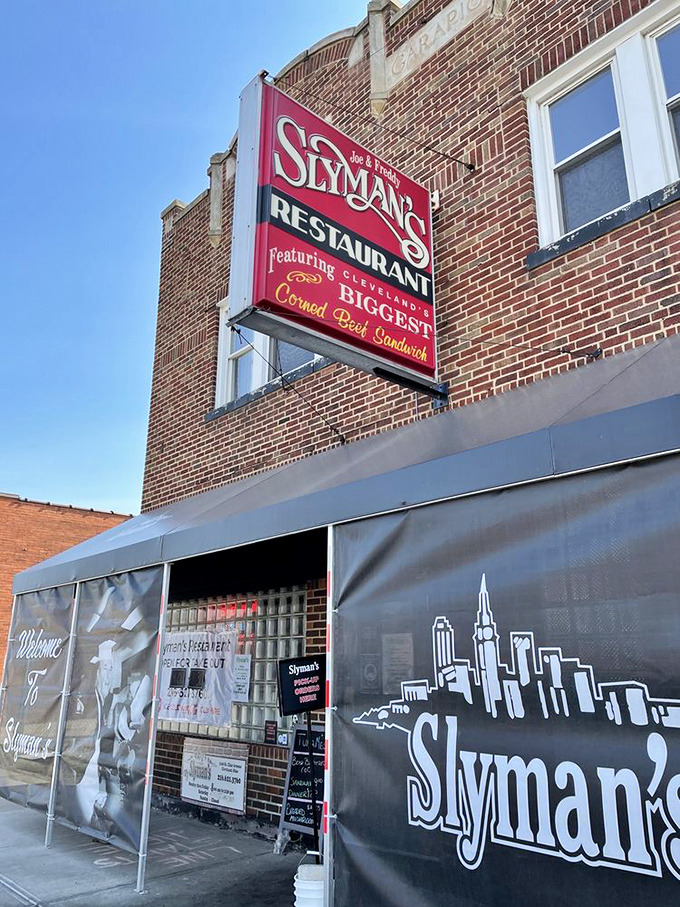 The exterior might be humble, but that sign is a beacon of hope for the hungry souls of Cleveland seeking sandwich salvation.