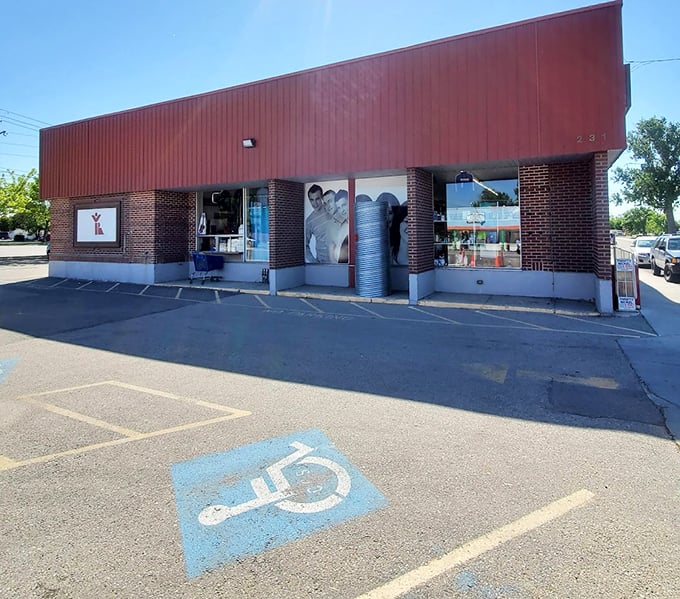 The welcoming exterior with accessible parking—because treasure hunting should be available to everyone in the community.