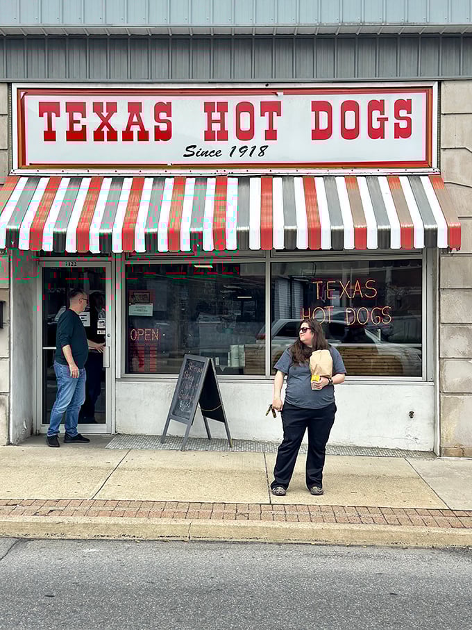 From the street, Texas Hot Dogs looks like it could be on the cover of "Americana Monthly"—if such a magazine existed. A timeless storefront in downtown Altoona.