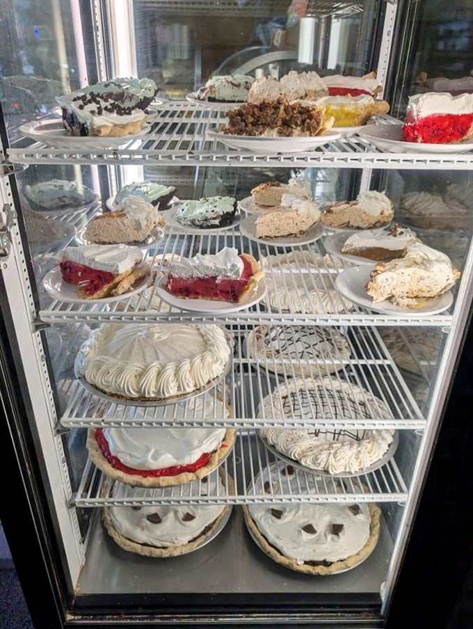 The pie case that's launched a thousand detours off I-94. Worth every mile, every calorie, and every "I'll start my diet tomorrow" promise.