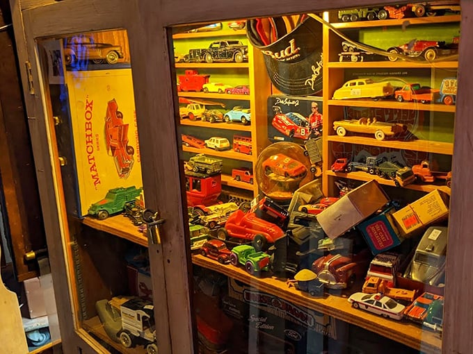 Matchbox memories parked in perfect formation—these tiny time machines transport grown men back to childhood carpet highways and bedroom floor racetracks.