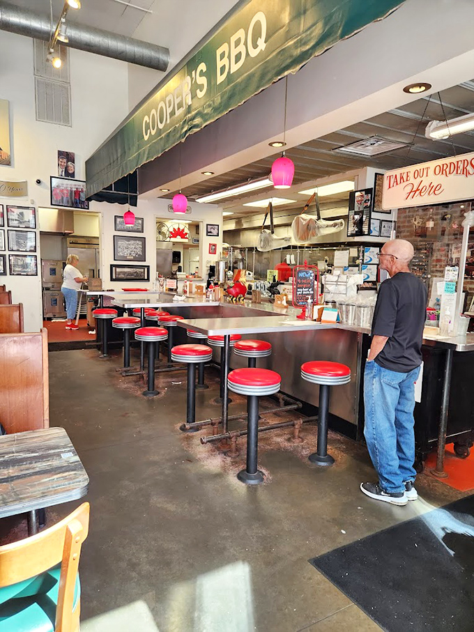 The counter seating area feels like time travel—red stools, friendly service, and the sense that good things haven't changed for good reason.