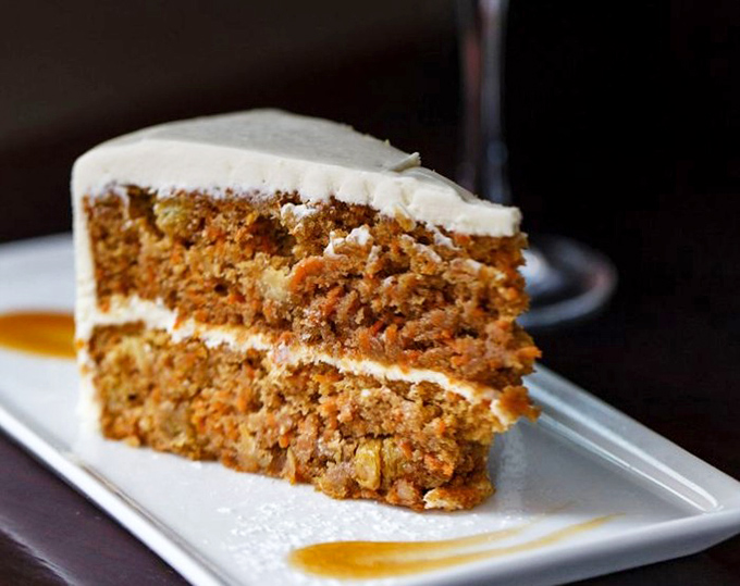 Carrot cake that manages to convince you it's basically a vegetable. The cream cheese frosting? That's just bonus calcium. You're practically being healthy here.