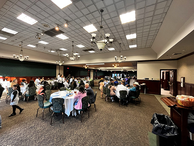 The banquet room buzzes with community energy—where birthdays, reunions, and Tuesday night dinners all feel equally important.