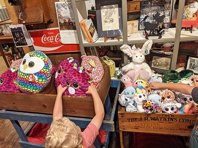 Stuffed animals and toys nestled among the sweets remind us that The Candy Factory isn't just selling candy – it's selling childhood joy.