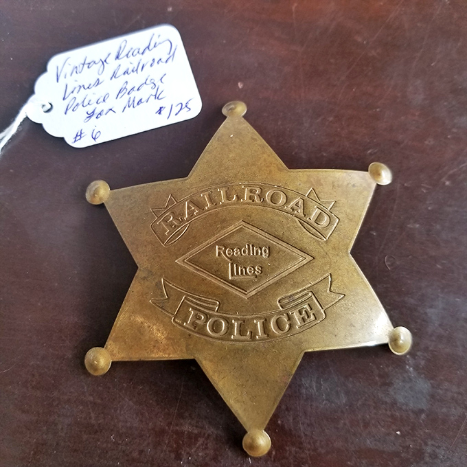 "Sheriff, there's a new badge in town!" This vintage Reading Lines Railroad Police star once represented authority on the rails—now it's waiting for your collection.