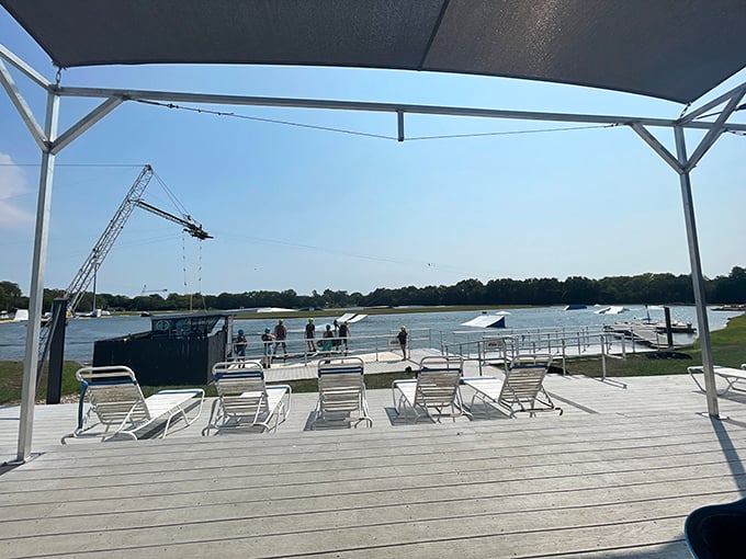 Wake Nation's viewing deck offers front-row seats to the action—where spectators become participants and participants become entertainers.