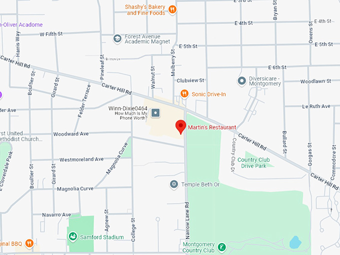 16 martin's restaurant map
