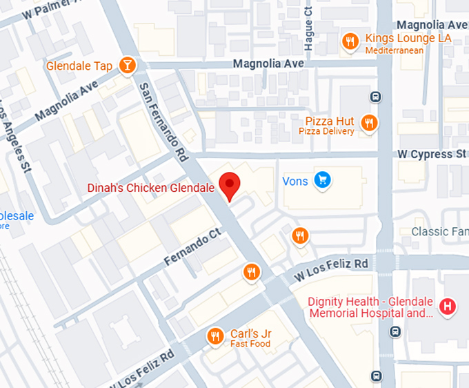 16. dinah's chicken glendale map