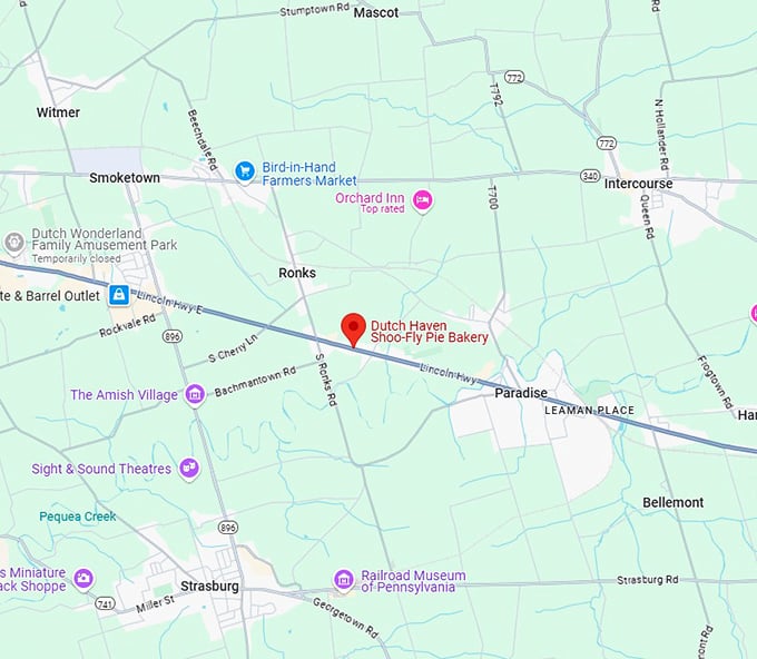 16. dutch haven shoo fly pie bakery map