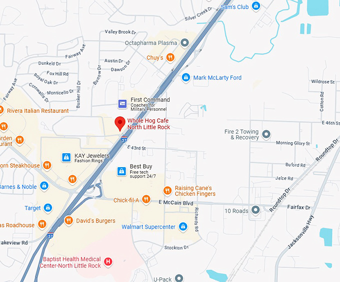 16. whole hog cafe north little rock map