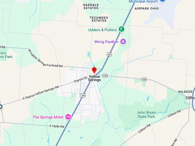 16. yellow springs (restaurant to mention winds café) map