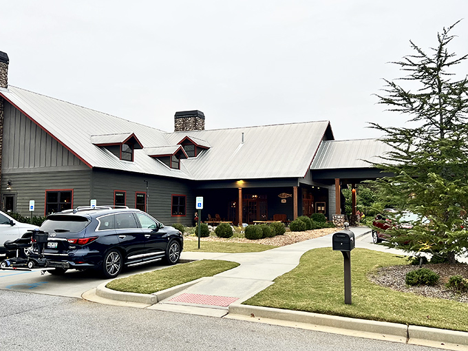 Saskatoon's rustic lodge exterior promises wilderness on a plate. Like finding a mountain retreat that happens to serve life-changing steaks.