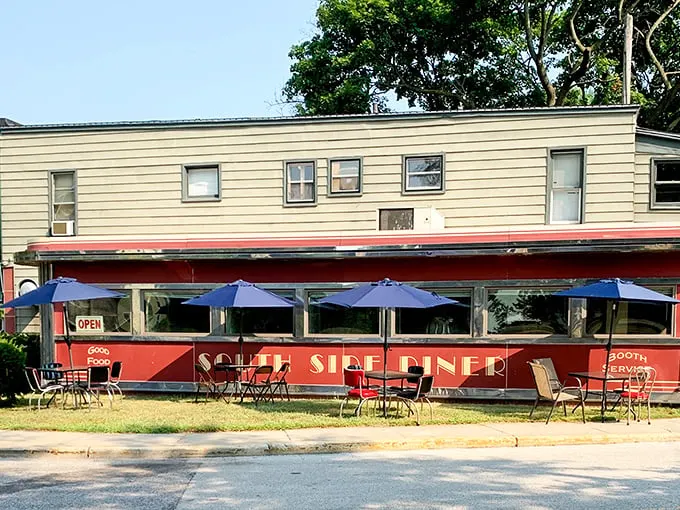 South Side Diner: That classic red exterior isn't just a paint job—it's a time machine disguised as a diner, complete with booth service.