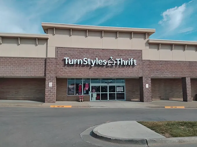 TurnStyles Thrift's brick facade promises treasure within – like finding Narnia in a suburban strip mall.
