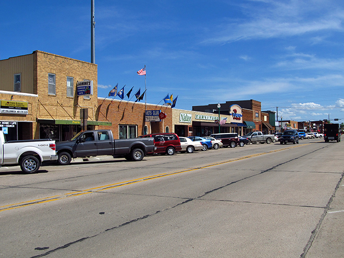 Valentine's main street – where small-town charm meets big-sky country. Those brick buildings have stories to tell! 