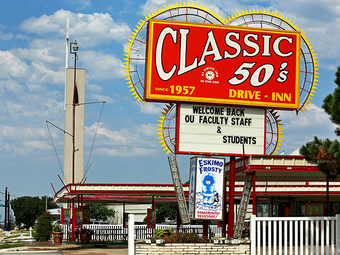 The neon sign glows like a beacon for the hungry and nostalgic – promising both a meal and a memory since 1957.