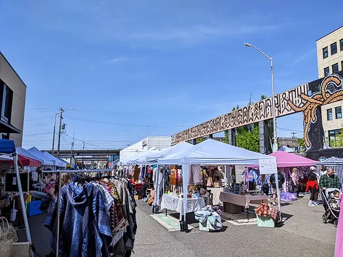 White tents, blue skies, and endless possibilities. Like a garage sale curated by your coolest friend.