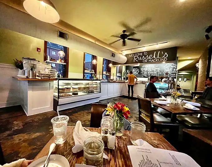 Step inside and discover the warm, inviting atmosphere where chalkboard menus meet rustic wooden tables—a perfect setting for breakfast greatness.
