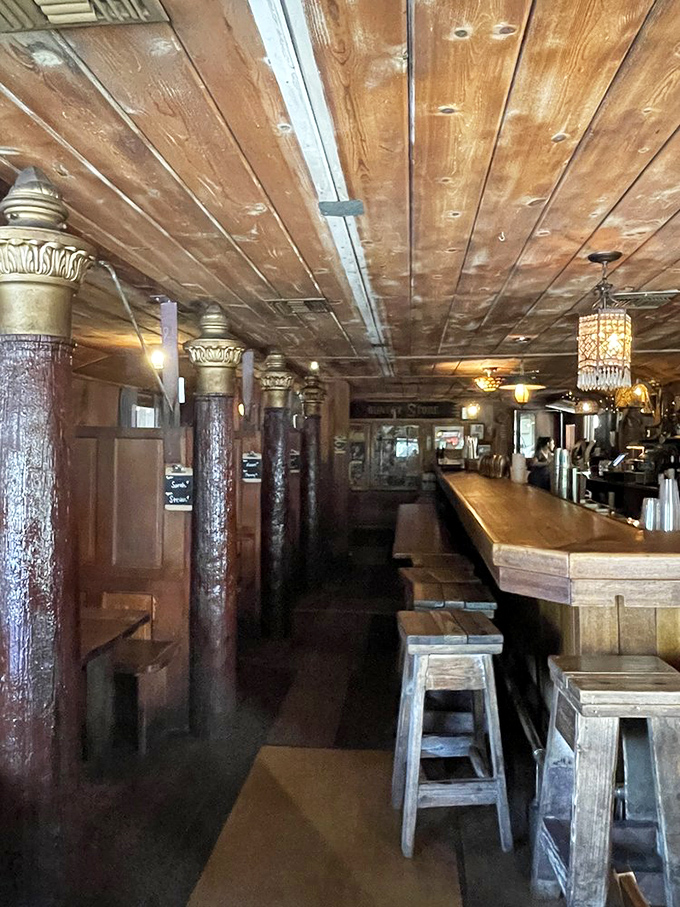Step inside and time slows down—wooden beams, ornate columns, and a bar that's seen decades of elbows and stories.