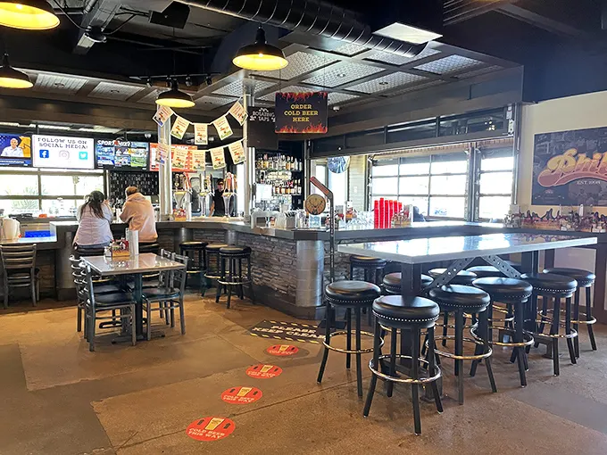 Where BBQ dreams come true. The bar area combines industrial chic with down-home comfort—perfect for contemplating your next meat-venture.