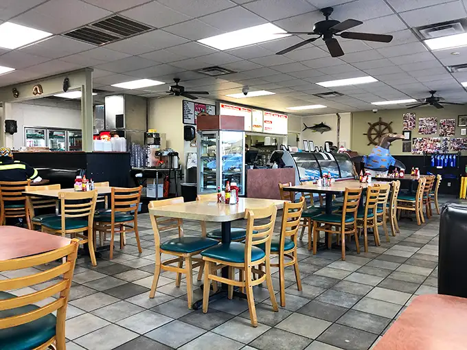 Inside, nautical decor meets no-nonsense dining. This isn't about ambiance—it's about what's coming out of that kitchen.
