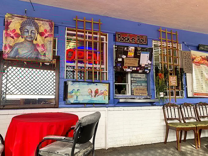 Where Buddha meets Rock-n-Roll: Tori's eclectic decor creates a vibe that says "the only religion here is good food."