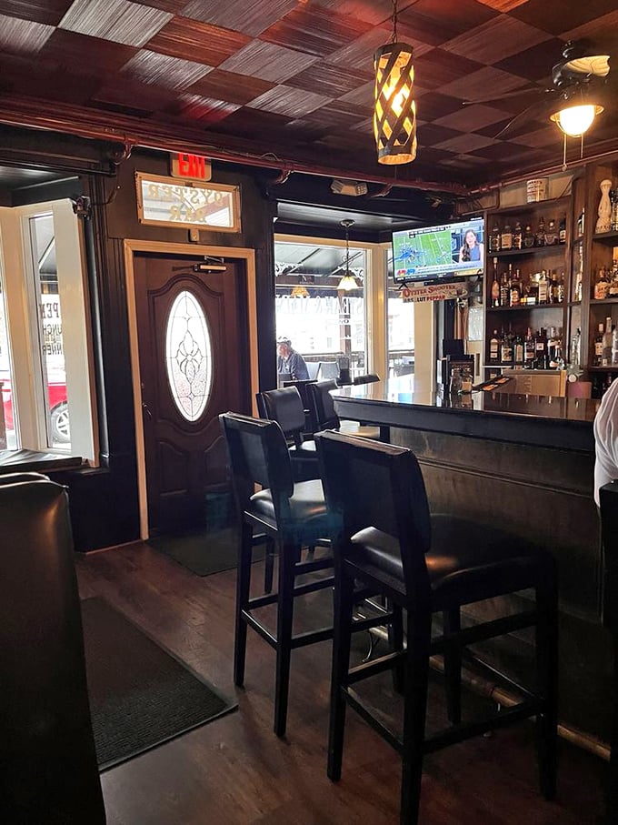 The bar area's wooden ceiling creates the warmth of a friend's living room – if your friend happened to be exceptionally skilled at interior design and steak preparation.