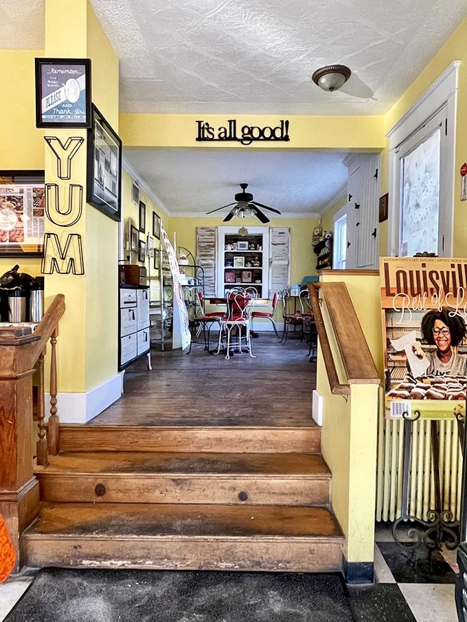 Step inside to sunny yellow walls and vintage charm, where the motto "It's all good!" isn't just decor—it's an ironclad promise about everything in the display cases.