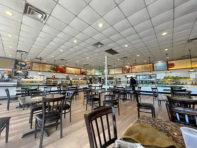 Inside, simplicity reigns supreme. No distractions from what matters – just clean lines, ample seating, and the promise of seafood bliss ahead.
