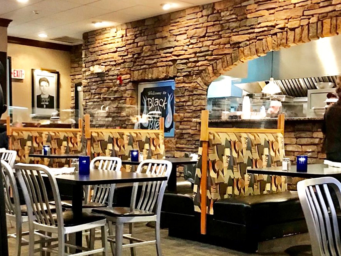 Stone walls and thoughtful dividers create intimate dining spaces—like having your own private corner of Pennsylvania's food paradise.