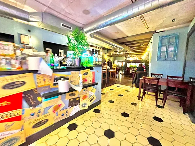 Step inside and the desert disappears. That hexagonal tile flooring practically whispers, 'Trust us, we know our fish.'