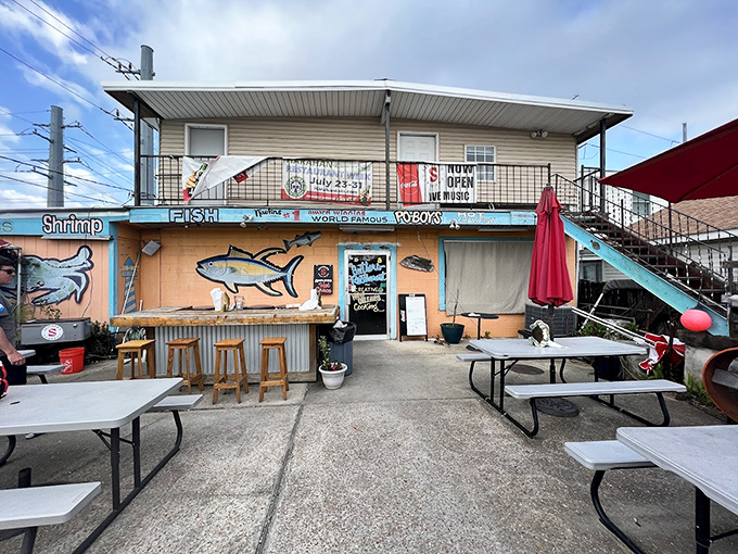 Seither's vibrant facade promises seafood with personality—where the walls are as colorful as the characters inside.