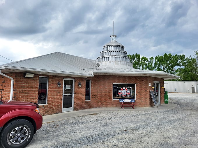 The Capitol dome on Skylight Inn screams "we take our BBQ seriously enough to put it on a throne."