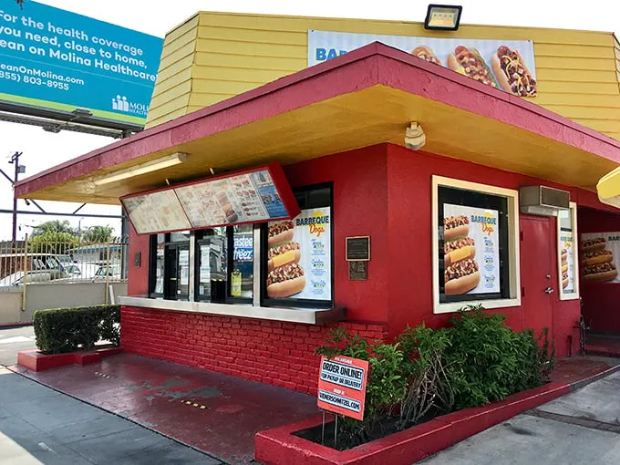 Wienerschnitzel's retro red-and-yellow charm beckons from the roadside like a time portal to simpler, more delicious days.