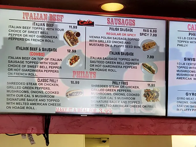 The menu board reads like a love letter to Chicago street food – no fancy descriptions needed when the classics speak for themselves.