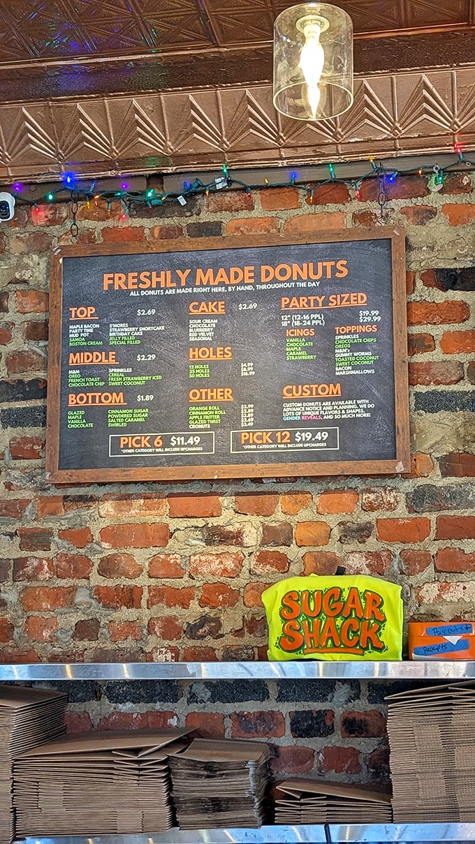 This menu board isn't just a list—it's a roadmap to happiness. The colorful chalk categories make decision paralysis a delicious dilemma.