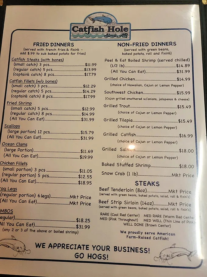 A menu that doesn't need fancy fonts or pretentious descriptions—just honest food that speaks for itself.
