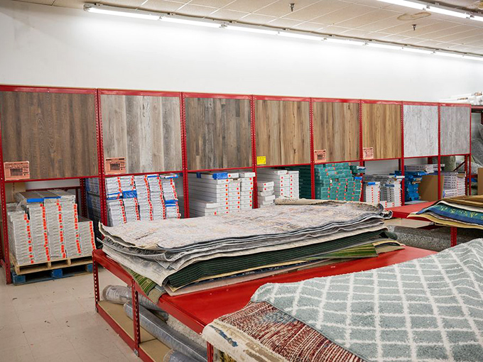 The flooring section: where home renovation dreams suddenly become financially possible and your wallet breathes a sigh of relief.