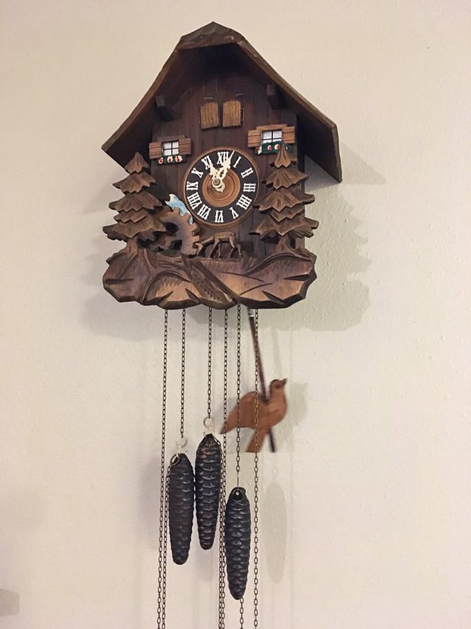 Time stands still yet keeps on ticking in this Black Forest cuckoo clock—handcrafted nostalgia that announces each hour with old-world charm.