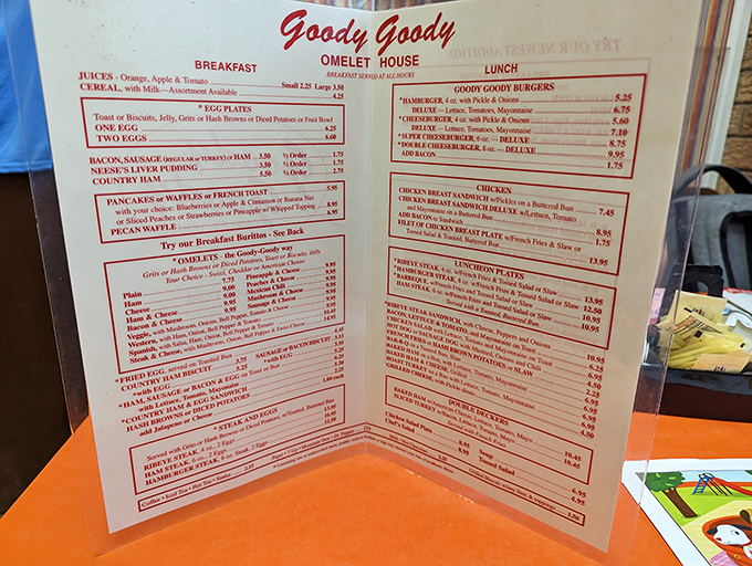 The menu reads like breakfast poetry – simple offerings executed with perfection rather than pretension, promising satisfaction without fancy food terminology.