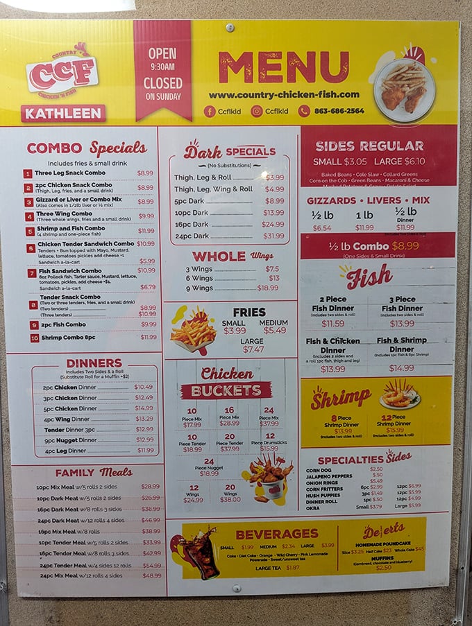 A menu that doesn't need fancy fonts or flowery descriptions—just the straightforward promise of Southern comfort done right.