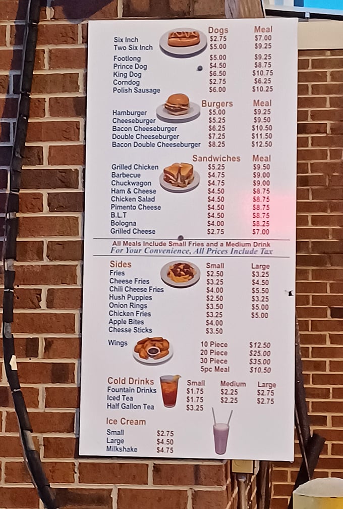 This menu isn't trying to reinvent the wheel—it's perfecting it. From six-inch dogs to the royal "King Dog," simplicity reigns supreme.